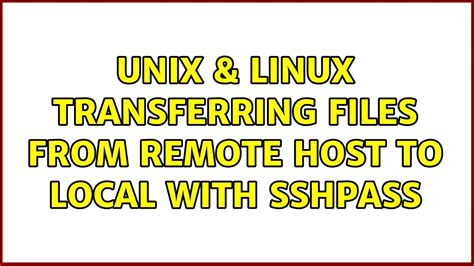 Unix And Linux Transferring Files From Remote Host To Local With Sshpass Youtube