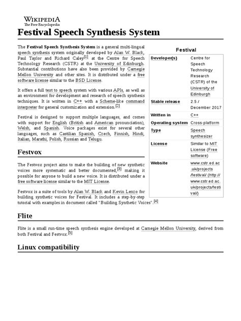 Festival Speech Synthesis System Pdf Software Computing