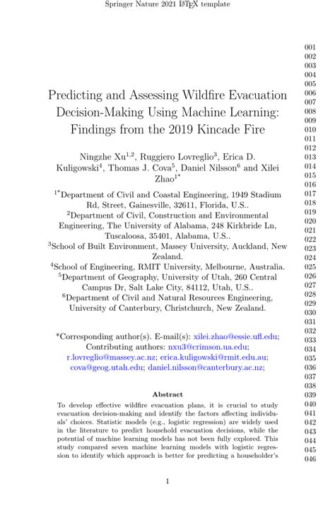 Pdf Predicting And Assessing Wildfire Evacuation Decision Making Using Machine Learning