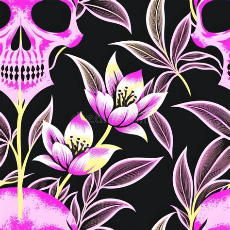 Skull Repeating Pattern Seamless All Over Print Surface Tile For