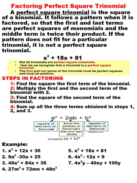 Factoring Perfect Square Trinomial Pdf