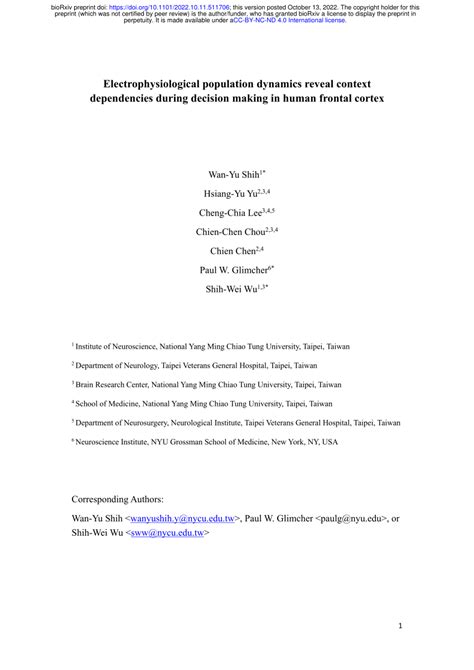 Pdf Electrophysiological Population Dynamics Reveal Context Dependencies During Decision