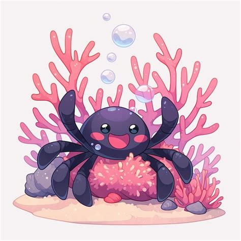 Premium Vector Sea Spider Crawling On Coral