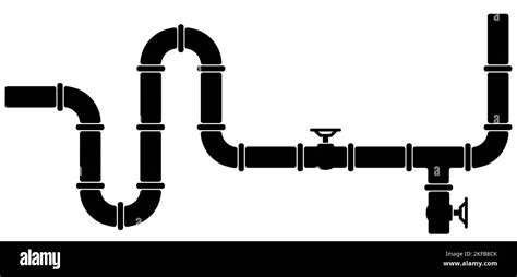 Water Oil Or Gas Pipeline With Fittings And Valves Pipeline And Black