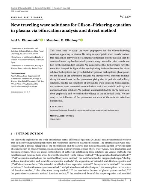 New Traveling Wave Solutions For Gilsonpickering Equation In Plasma