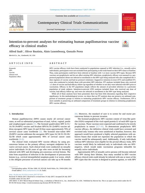 Pdf Intention To Prevent Analyses For Estimating Human Papillomavirus