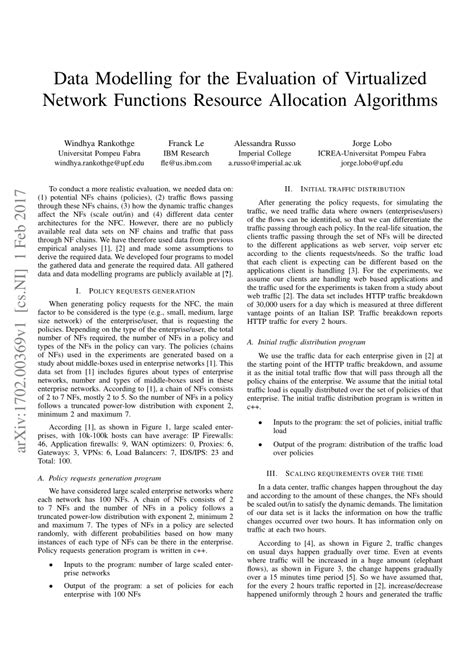 Pdf Data Modelling For The Evaluation Of Virtualized Network