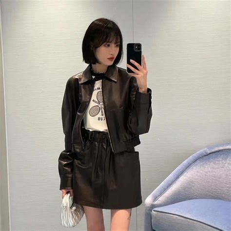 Комплект одежды Женский Miu Miu Повседневный черный размер 46 48 Синтетическая кожа Логотип