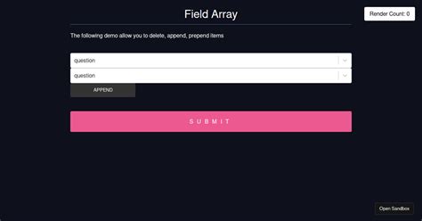 React Hook Form UseFieldArray Forked Codesandbox