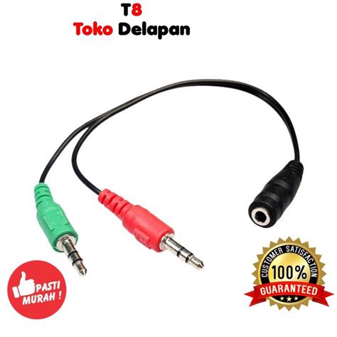 Jual Kabel Adapter Splitter 3 5mm 2 Male Plug To 1 Female Jack Audio Mic Headset Shopee Indonesia