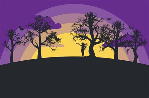 Girl On Swing Under Tree Silhouette Royalty Free Vector