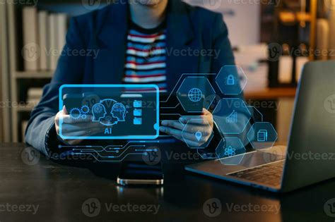 Man Using Chatbot In Computer And Tablet Smart Intelligence Ai Chat With AI Artificial