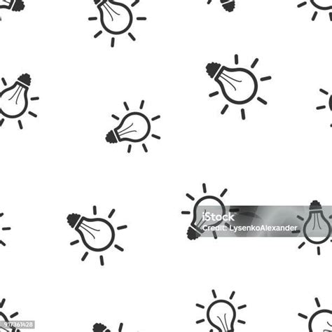 라이트 전구 원활한 패턴 배경입니다 비즈니스 평면 벡터 일러스트입니다 조명 전기 램프 표시 심볼 패턴 0명에 대한 스톡 벡터