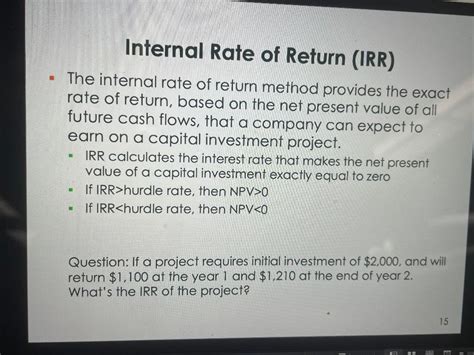 Solved Internal Rate Of Return IRR The Internal Rate Of Chegg Com