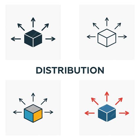 Distribution Icon Set Four Elements In Diferent Styles From Blockchain Icons Collection Creative