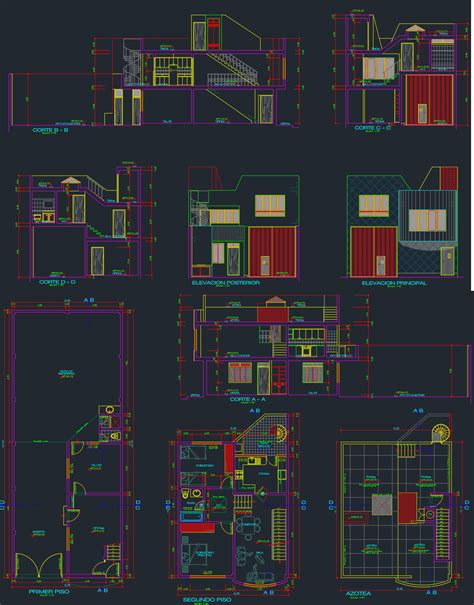 Plano Arquitectónico De Vivienda Unifamiliar En Dwg 57086 Kb