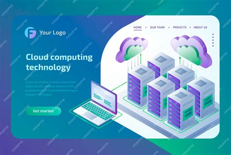 Premium Vector Cloud Computing Technology And Server Room Concept Landing Page Template