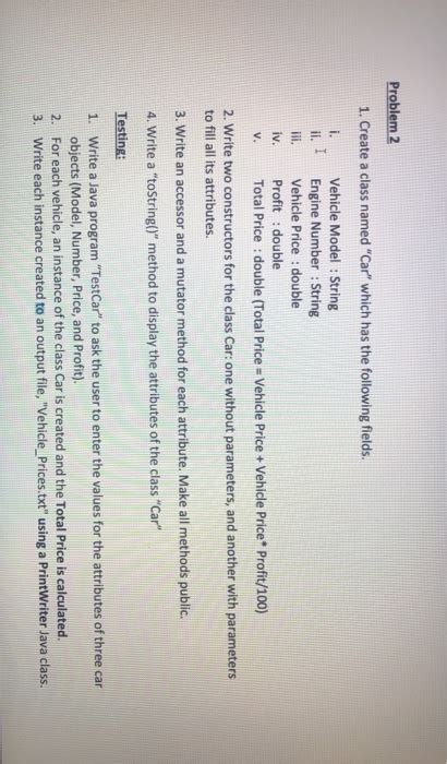 Solved V Problem 2 1 Create A Class Named Car Which Has