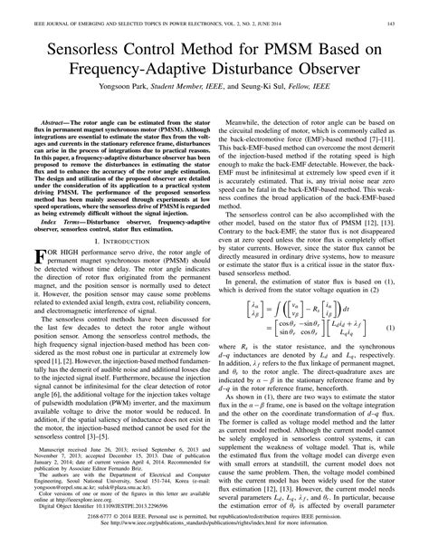 Solution Sensorless Control Method For Pmsm Based On Frequency