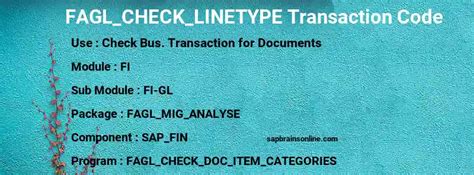 Fagl Check Linetype Sap Tcode For Check Bus Transaction For Documents