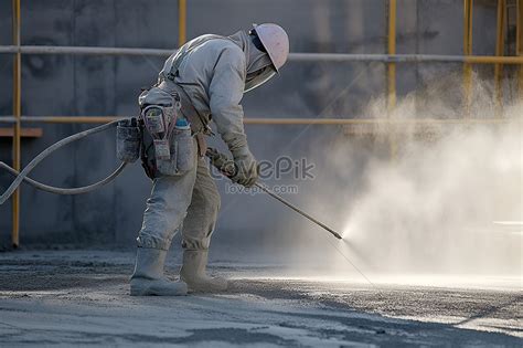 콘크리트 건설 현장을 스프레이하십시오