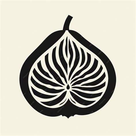 Premium Photo Grainy Black And White Fig Icon On Beige Background