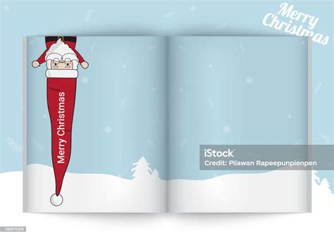 산타 클로스 눈 노트 책 인사말 카드에 모의 메리 크리스마스와 새해 복 설 날 개념 디자인 배경 일러스트 레이션 벡터 크리스마스에 대한 스톡 벡터 아트 및 기타 이미지