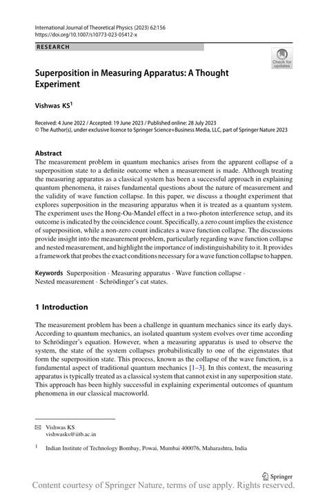 Superposition In Measuring Apparatus A Thought Experiment Request Pdf