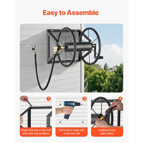 Vevor Stainless Steel Garden Hose Reel 58 Inch 200ft