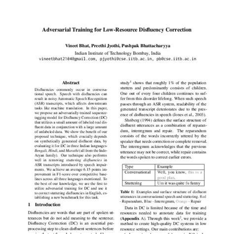 Adversarial Training For Low Resource Disfluency Correction Acl Anthology