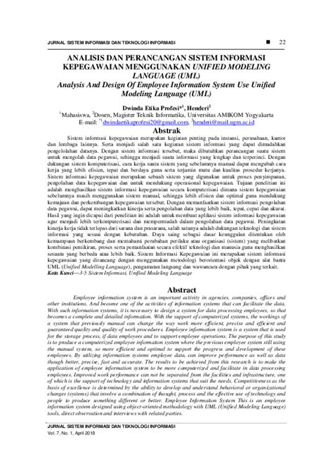 Pdf Analisis Dan Perancangan Sistem Informasi Kepegawaian Menggunakan