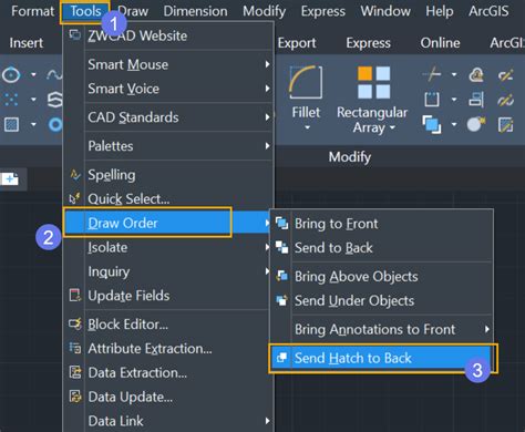 ★how to set the hatch pattern in the back in zwcad technical