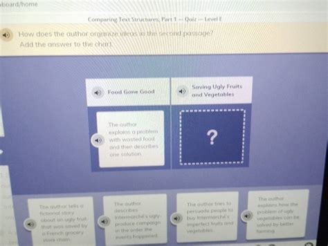 Solved Board Home Comparing Text Structures Part 1 Quiz Level E How Does The Author Organize