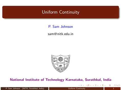 Pdf Uniform Continuity