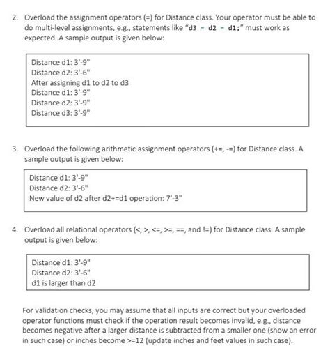 Solved 2 Overload The Assignment Operators For Distance