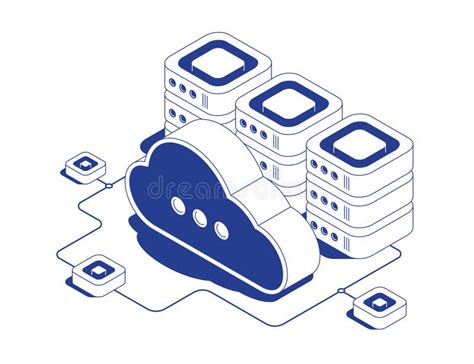 Cloud Hosting Concept With Server Racks And Cloud Storage Icon Showing Data Transfer In Web