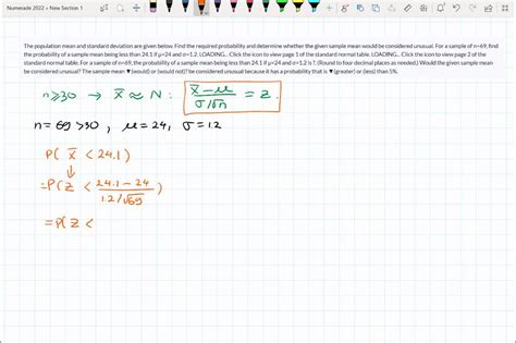 Solved The Population Mean And Standard Deviation Are Given Below