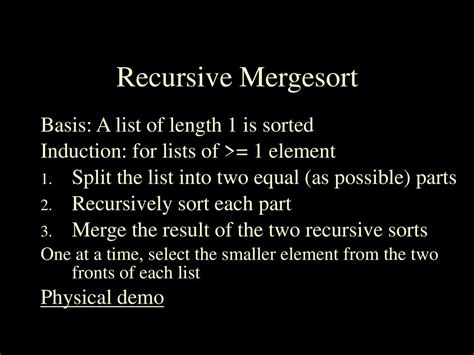 mergesort csc ppt download