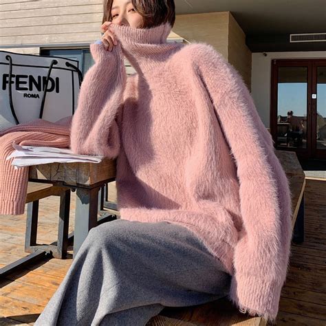 스타일아유 스타일아유 따뜻한 울 앙고라 부클 폴라 니트 티 여자 겨울 여리여리 이너 티셔츠 기모 니트티 목폴라