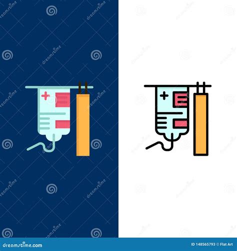 Drip Hospital Medical Treatment Icons Flat And Line Filled Icon Set Vector Blue Background