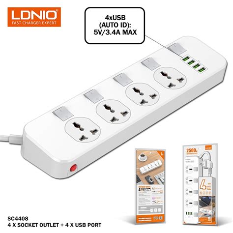 LDNIO SC4408 Power Strip 4 Port with 4 USB EU price in bangladesh