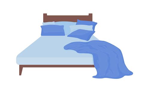 Double Bed With Crumpled Blanket Semi Flat Color Vector Object Editable Element Full Sized