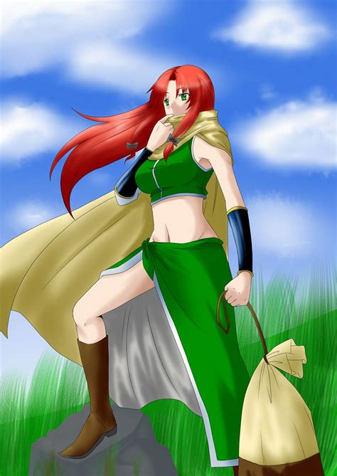 Tsukinoya Hong Meiling Touhou Highres 1girl Bag Boots Bow Bracelet Breasts Cape