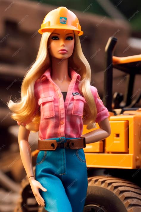 Premium Ai Image Barbie Doll Working As A Construction Engineer And