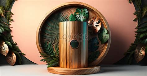 배경에 화려한 최고의 3d 아트 제품 공간 Sppresentation 상단의 나무 연단 모형 사진 무료 다운로드 Lovepik