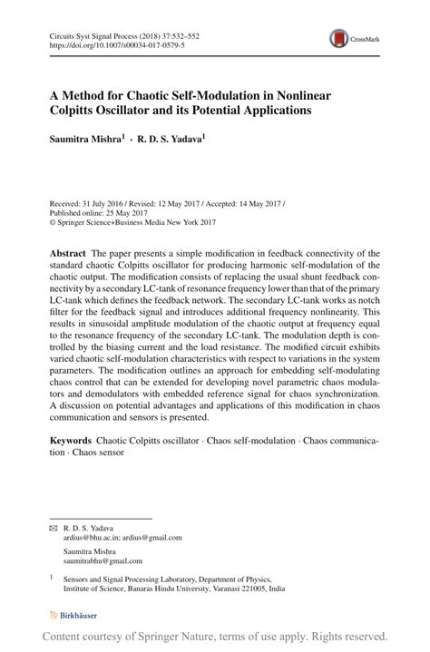 A Method For Chaotic Self Modulation In Nonlinear Colpitts Oscillator And Its Potential