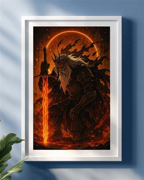 Gwyn Lord Of Cinder Dark Souls Fan Art Poster Kneeling Flame King