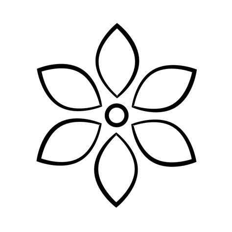 Black Line Art Flower Icon Illustration Flower Head Outline Decoration