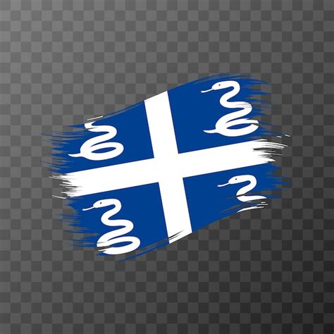 마르티니크 국기 그런 지 브러쉬 스트로크 투명 배경에 벡터 일러스트 레이 션 프리미엄 벡터