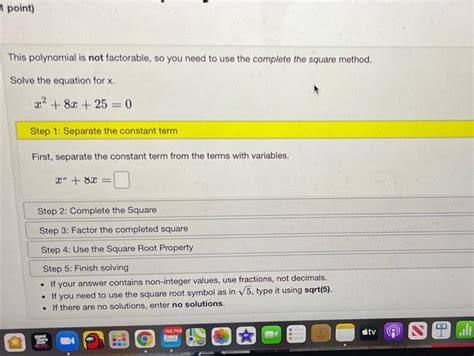Solved 1 Point This Polynomial Is Not Factorable So You